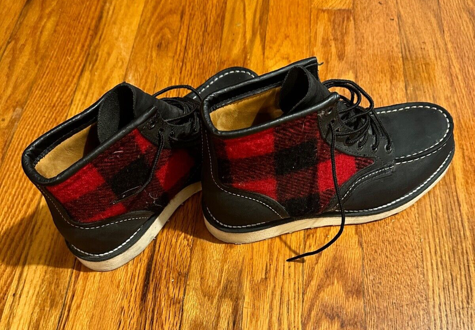 Red Wing Heritage x Woolrich Collab Buffalo Check Flannel Moc Toe Boots ...