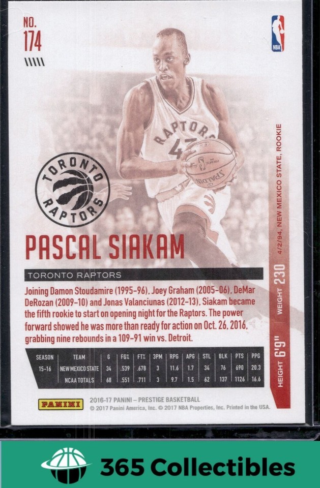 2016-17 Panini Prestige PASCAL SIAKAM - Panini ROOKIE CARD PASCAL ...