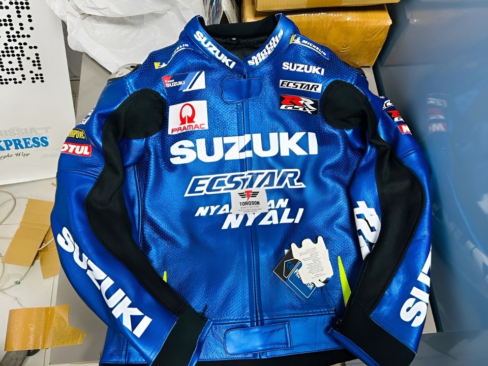 Suzuki Ecstar Motorbike Racing Leather Jacket Suzuki Motorcycle Biker ...