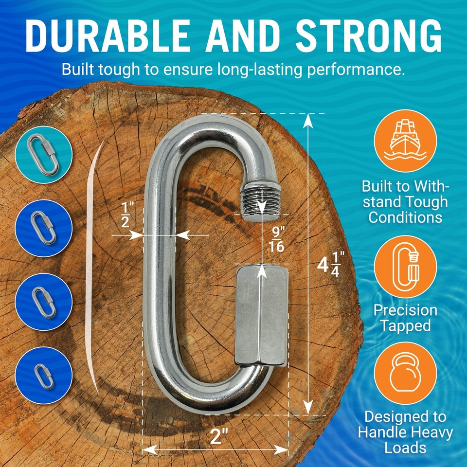 316 Stainless Steel Locking Carabiner Threaded Quick Link Chain Link ...