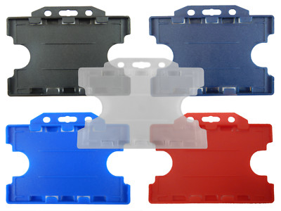 Double Sided ID Pass Card Holder Open Faced Landscape Dual Badge ...