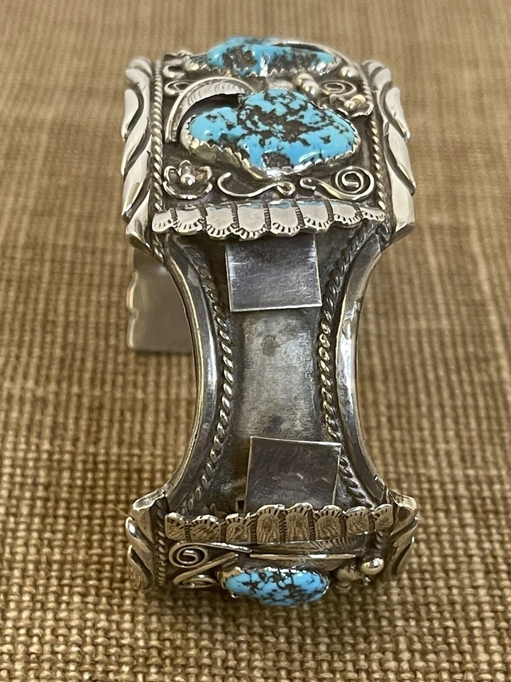 STEVE ARVISO Native American handmade Men's Sterling Silver & Kingman ...