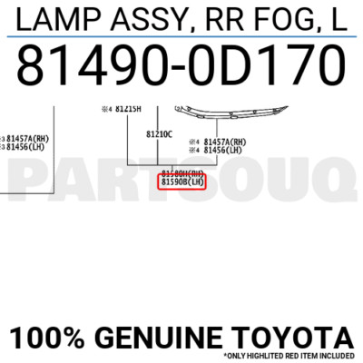814900D170 Genuine Toyota LAMP ASSY, RR FOG, L 81490-0D170 | eBay