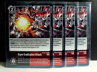 Digimon! 4x Super Eradication Attack -BT12 -108 R - Rare - Across Time ...