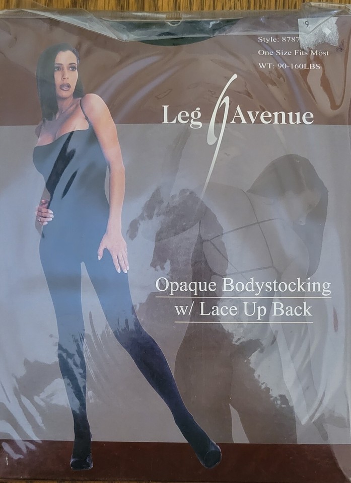 Leg Avenue Opaque Bodystocking With Lace up Back Style 8787 One Size ...