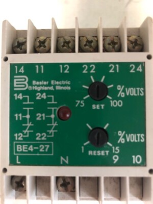 BASLER BE4-27 STYLE 1A1N2 VOLTAGE RELAY SINGLE PHASE 120V 50/60HZ DE ...