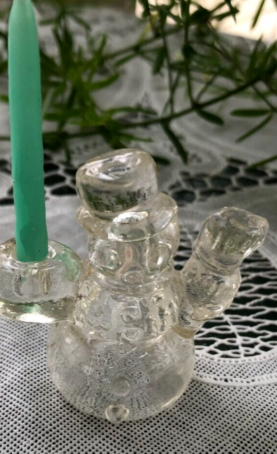 BIEDERMAN MINI GLASS SNOWMAN CANDLE HOLDER | eBay