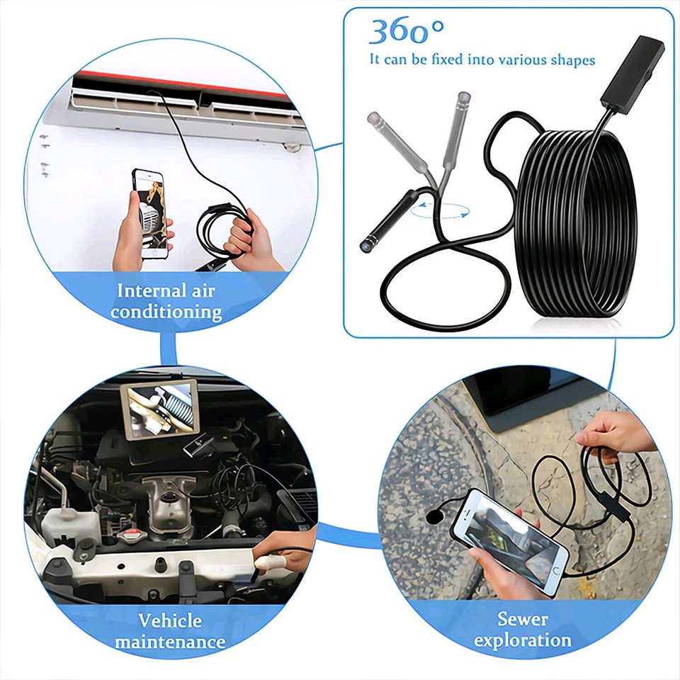 7mm HD Snake Endoscope Borescope Inspection Camera for USB Type C ...
