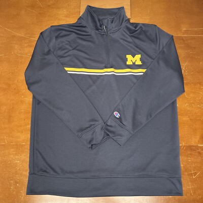 Vintage Michigan Wolverines Sweater Mens Large Gray 1/4 Zip Pullover ...