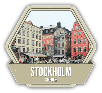 Stockholm Sweden Grunge Vintage Travel Label Car Bumper Sticker Decal ...