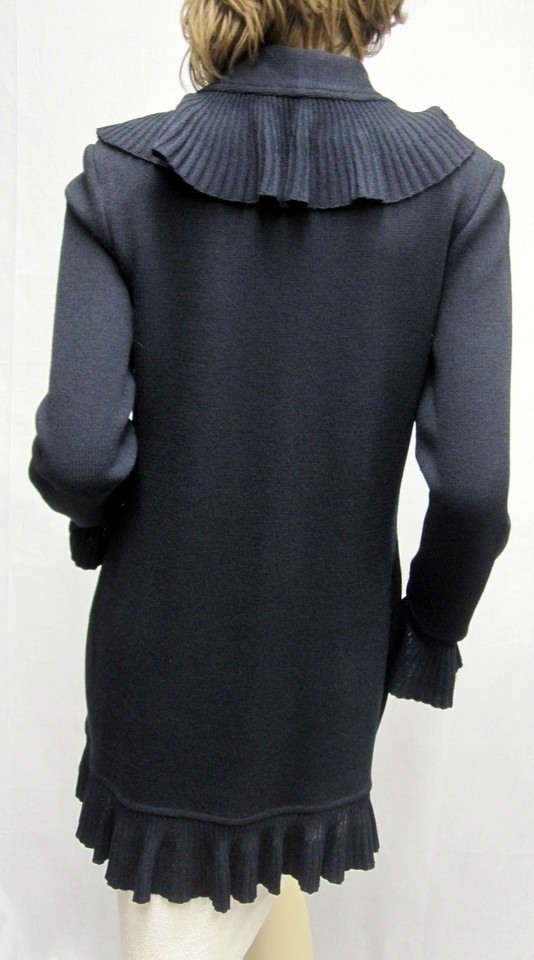 St John Knit Ruffle Kelly COAT Jacket Black 10 12 NWOT $1390 | eBay