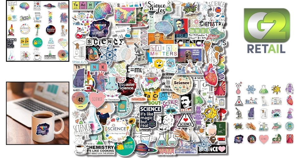 100-Pc Educational Science Stickers Pack: Fun Physics, Chemistry ...