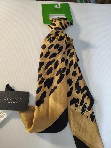 KATE SPADE Logo 100% Silk Light Tobacco / Black Leopard 30" Square ...