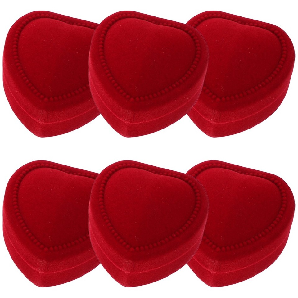 6pcs Heart Shaped Ring Box Wedding Ceremony Ring Box engagement ring ...