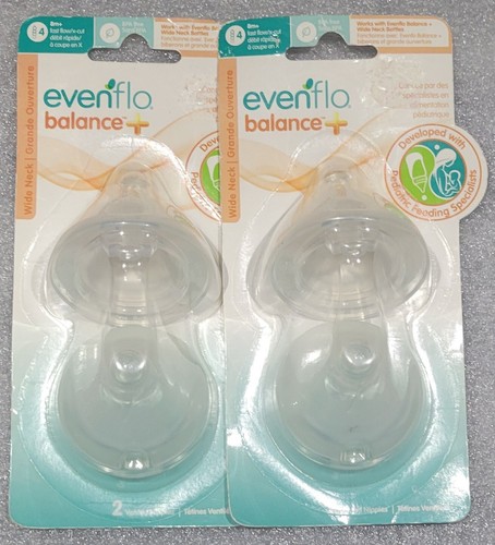 BRAND NEW Evenflo Balance + Wide Neck Nipple 8m+ Fast Flow X-Cut 4 Pack ...