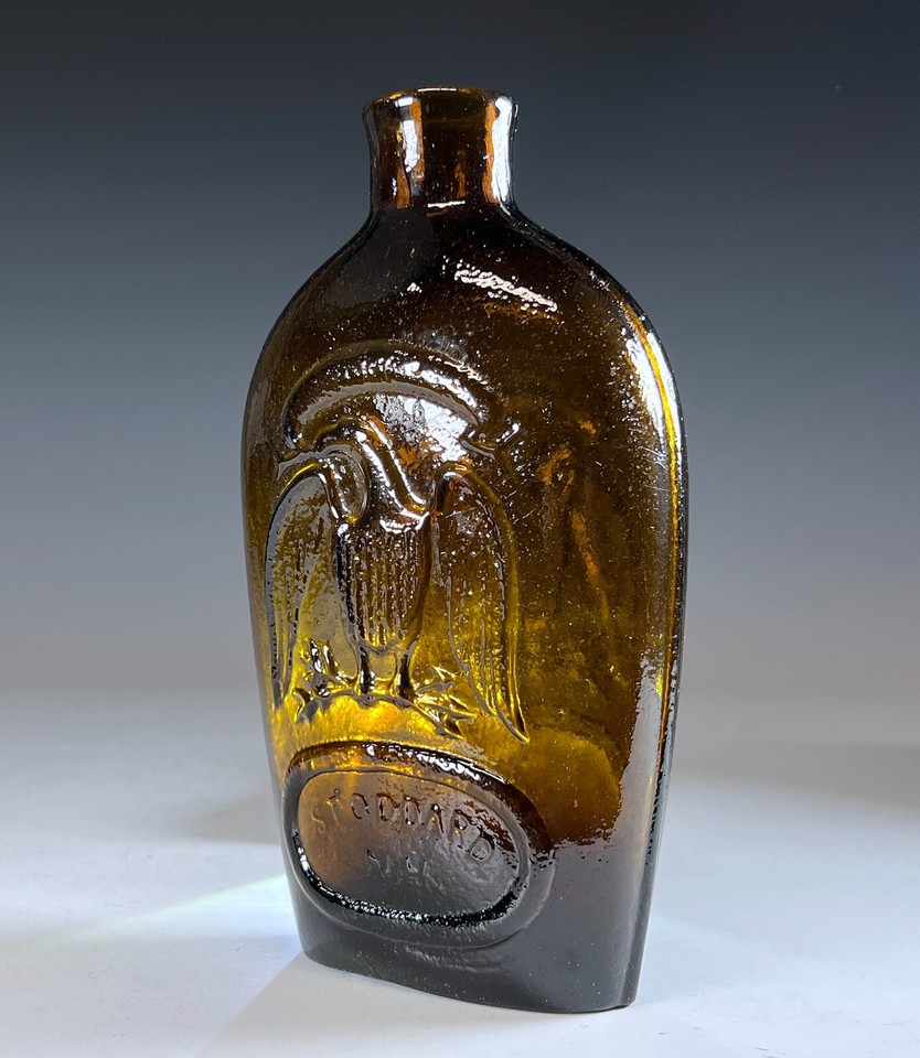 Fine Antique Stoddard Glass Double American Eagle Flask Bottle | eBay