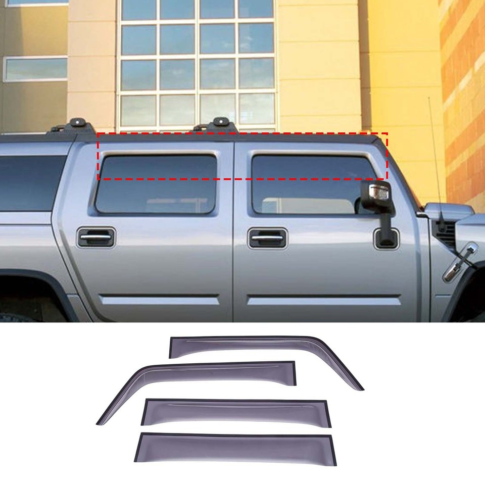 Smoked Side Window Vent Visor Sun Rain Deflector Guard For Hummer H3 ...