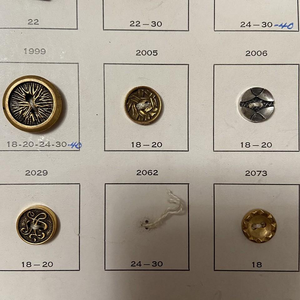 Vintage Metal Button Salesman Sample Display Card BUTTON GUILD Sew ...