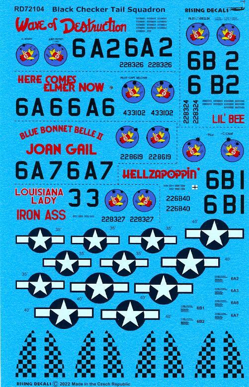 Rising Decals 1/72 BLACK CHECKER TAIL SQUADRON P-47 THUNDERBOLT 12th ...