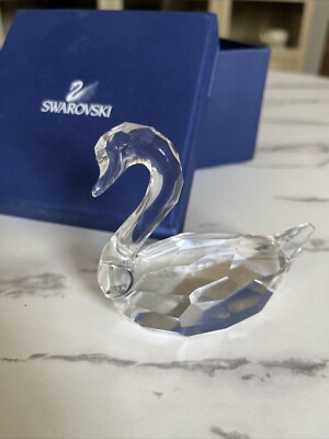 Swarovski Crystal Miniature Swan Swimming long neck, excellent ...