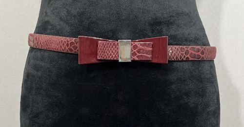 White House Black Market Maroon Snakeskin Preppy Bow Belt Womens Size M ...