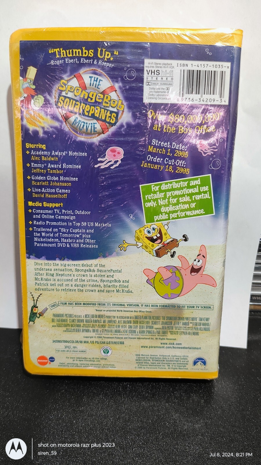 The Spongebob Squarepants Movie (VHS, 2005, Clamshell Case) for sale ...