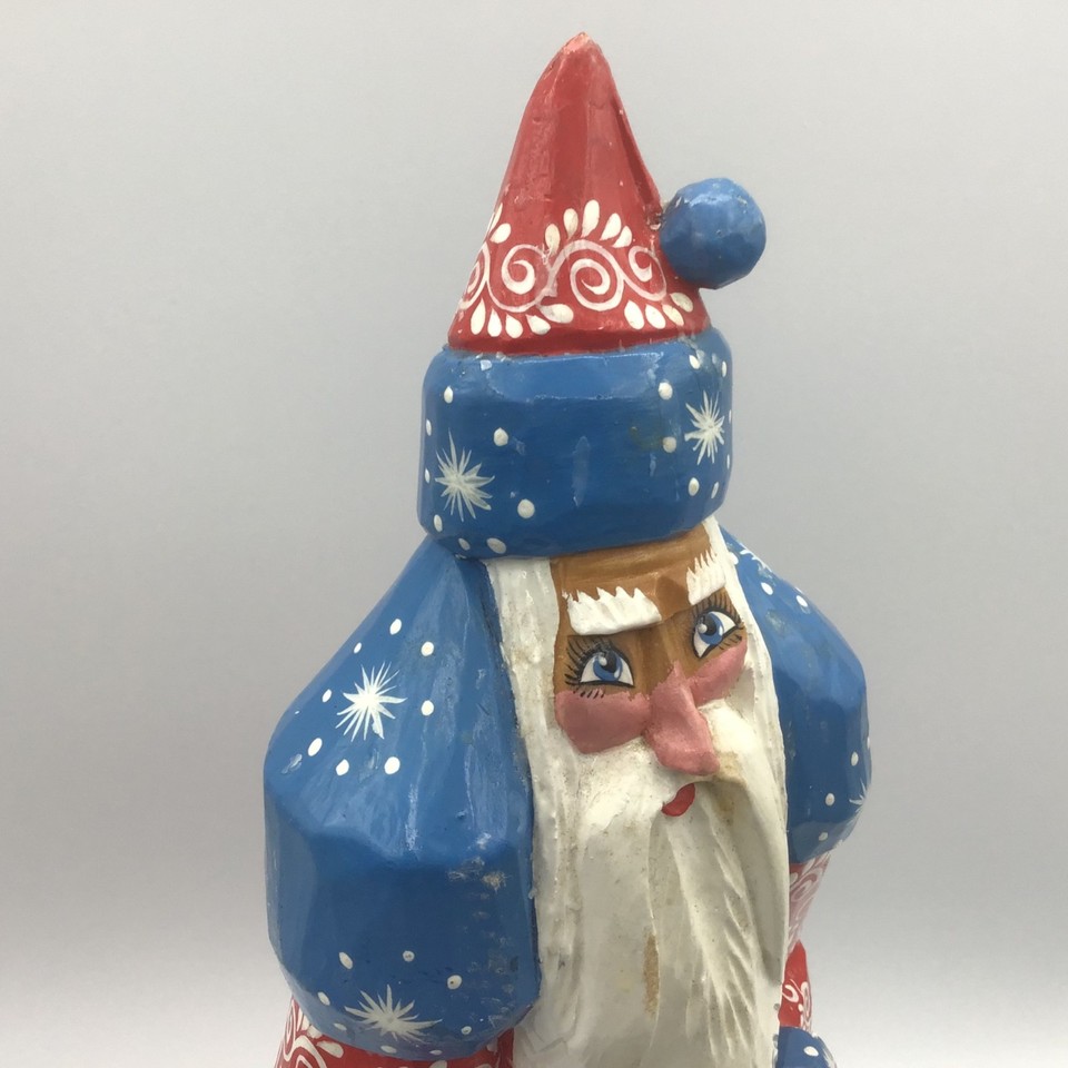 Hand-Carved Russian Santa • Ded Moroz Wooden Figurine • Hand-Painted ...