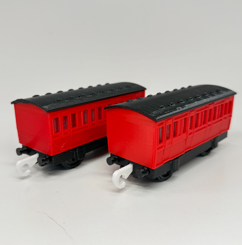 CUSTOM MADE RED PASSENGER COACH Trains Works on TrackMaster and Tomy ...