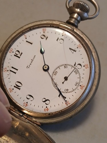 Vintage TRENTON FULL HUNTER POCKET WATCH SILVEROID RUNNING | eBay