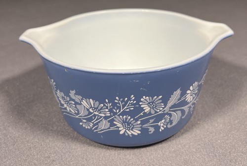 VTG Pyrex COLONIAL MIST Blue White Flowers 473-B Casserole Dish Kitchen ...