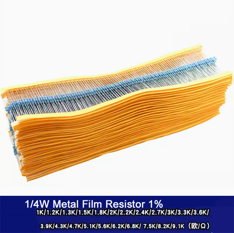 100Pcs 1/4W Metal Film Resistor 1% 1K1.2K1.5K1.8K3K3.9K4.7K5.1K6.8K7 ...
