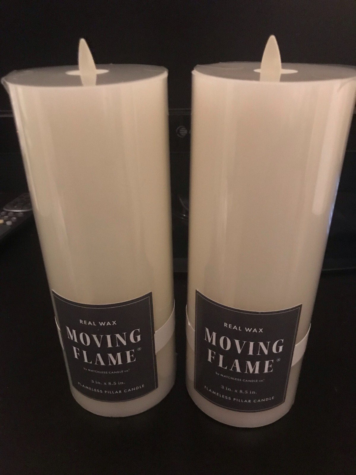 Flameless Moving Flame Candle, set of 2 NEW retail $48 each candle 3x8 ...
