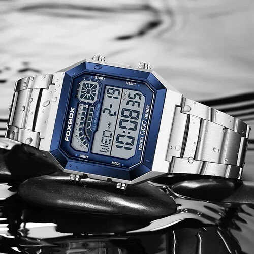 Square Digital Watches For Men Military Sports Waterproof Quartz Man ...