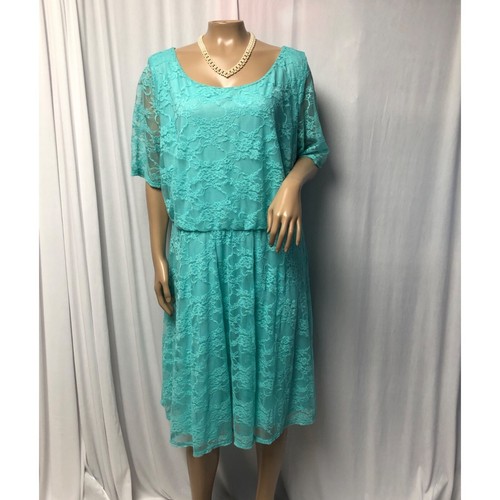 Wrapper Dress Womens Size 2X Mint Green Lace Lined Stretch Sheer ...