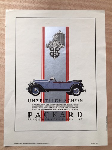 VINTAGE 1930s PACKARD AUTOMOBILE ADVERTISING POSTER. 12X16” VINTAGE ...