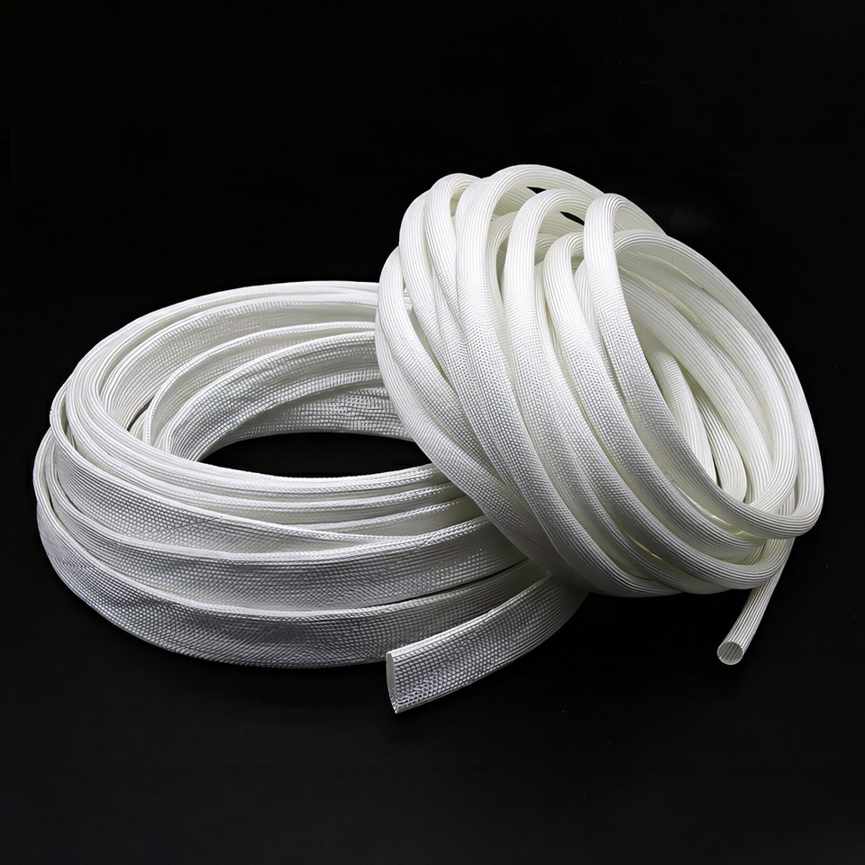 White Ø1mm~40mm Fiberglass Sleeving Cable Wire Insulation Sheath 600°C ...