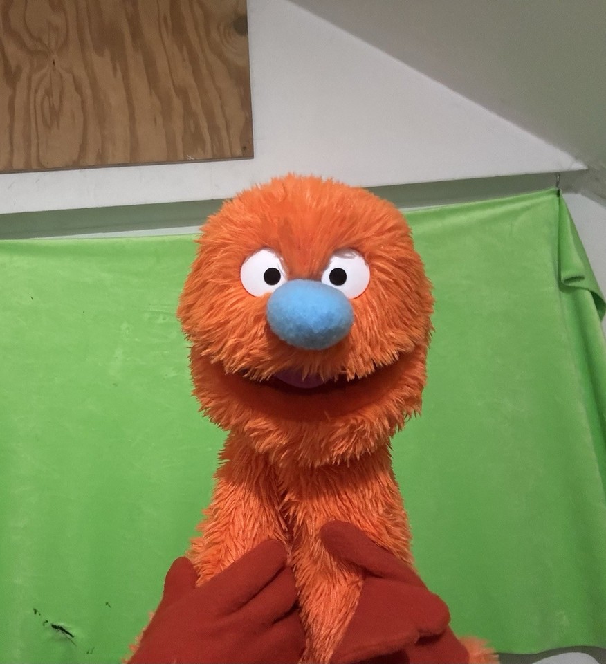 Professional orange live hand monster puppet | eBay