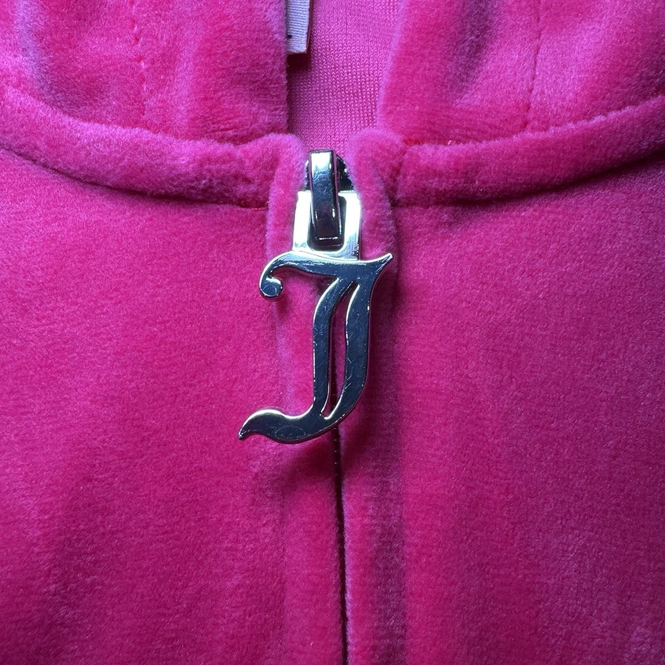 Juicy Couture Y2K Velour Hoodie Track Jacket 2XL Pink Logo Preppy Zip ...
