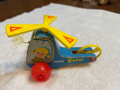 Vintage 1970 Fisher-Price Mini Copter #448 Child's Pull-Toy Toddler ...