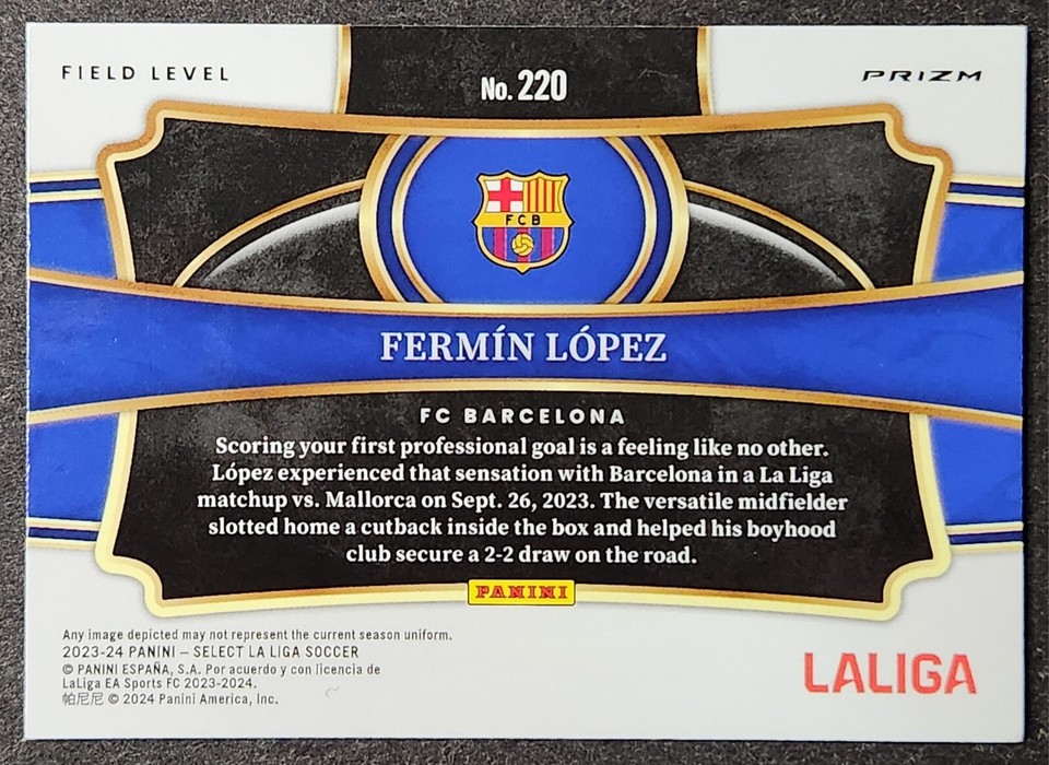 Fermin Lopez 2023-24 Select La Liga Field Level Red Prizm Rookie #220 ...