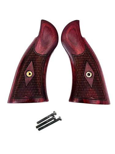 S&W K/L Frame Square Butt Classic Panel Grips Super Rosewood Checkered ...
