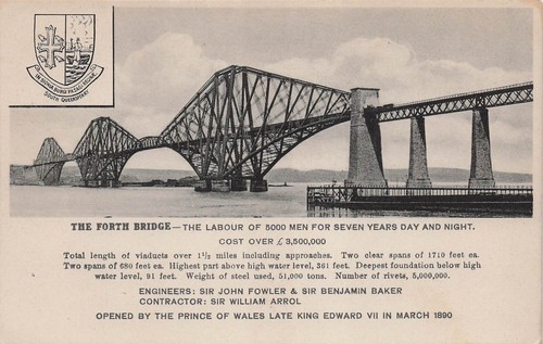 Forth Bridge Railroad Train South Queensferry Edinburgh Vtg Postcard ...