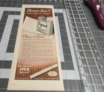 1942 Spud Imperials Menthol Cigarettes, Throat Sore? Vintage Print Ad ...