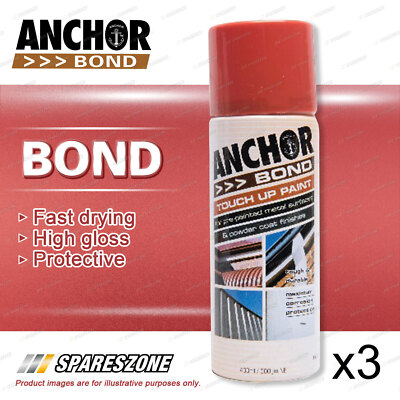 3 x Anchor Bond Headland / Tuscan Red Paint 300 Gram Repair On ...