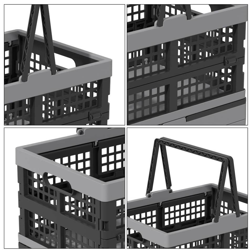 Collapsible Shopping Basket with Handles Folding Grocery Supermarket ...