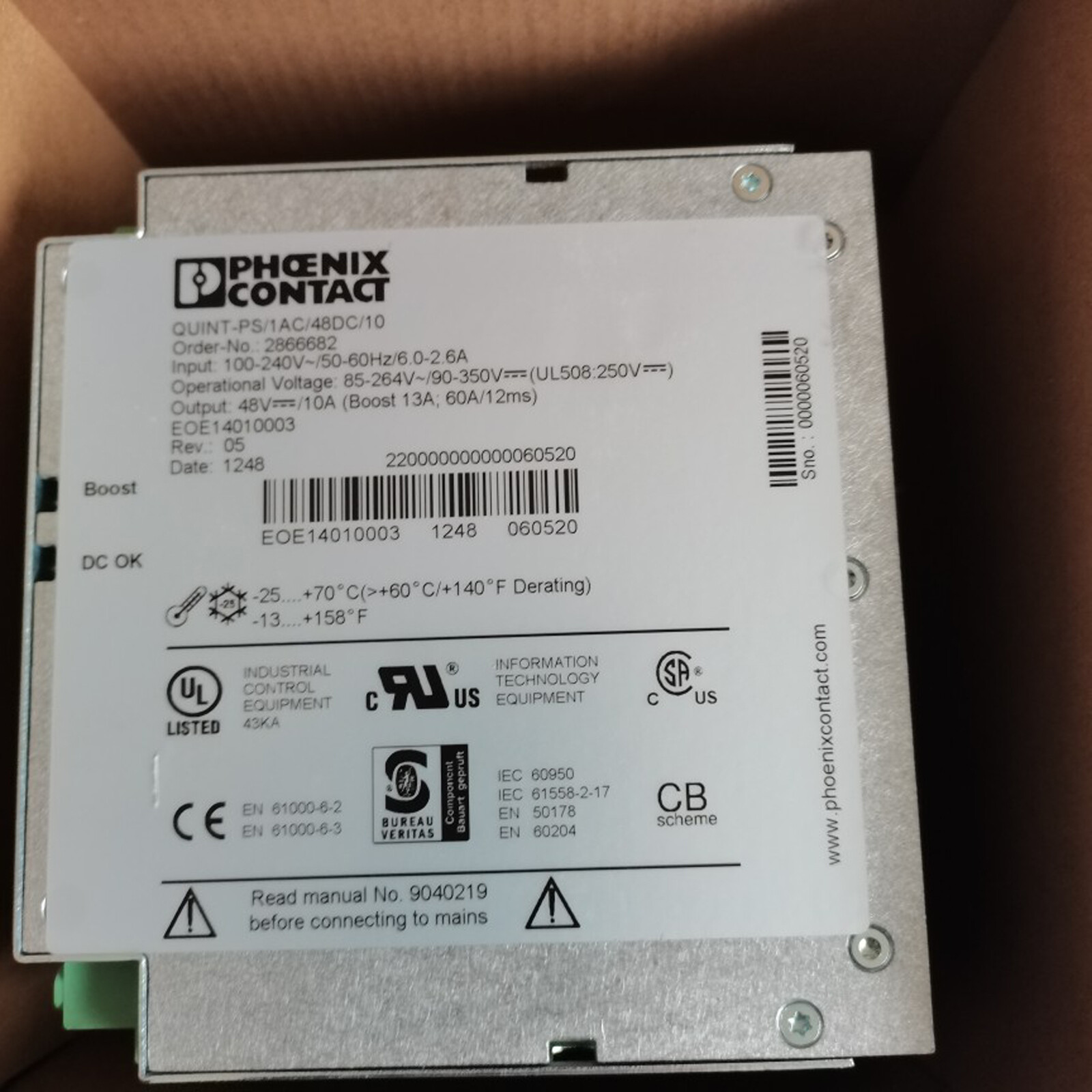 cx1PC NEW Phoenix Contact QUINT-PS/1AC/48DC/10 2866682 switching power ...