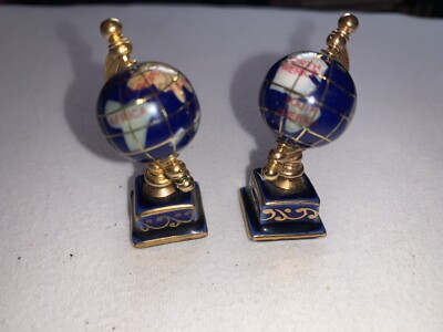 2 mini miniature world globes enameled beautiful | eBay