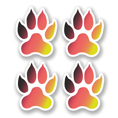 4 x 5cm Tiger Paw Print Vinyl Sticker Decal Laptop Car Bike Animal Cat ...