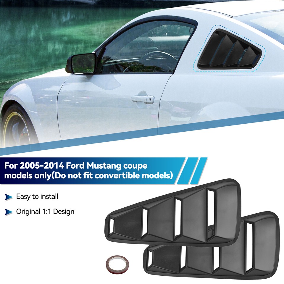 2Pcs 1/4 Quarter Side Window Louvers Scoop Vent Cover For Ford Mustang ...