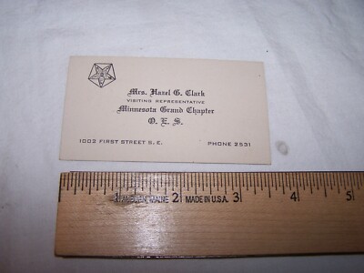 Vintage OES Order of the EASTERN STAR Business Card MINNESOTA GRAND ...